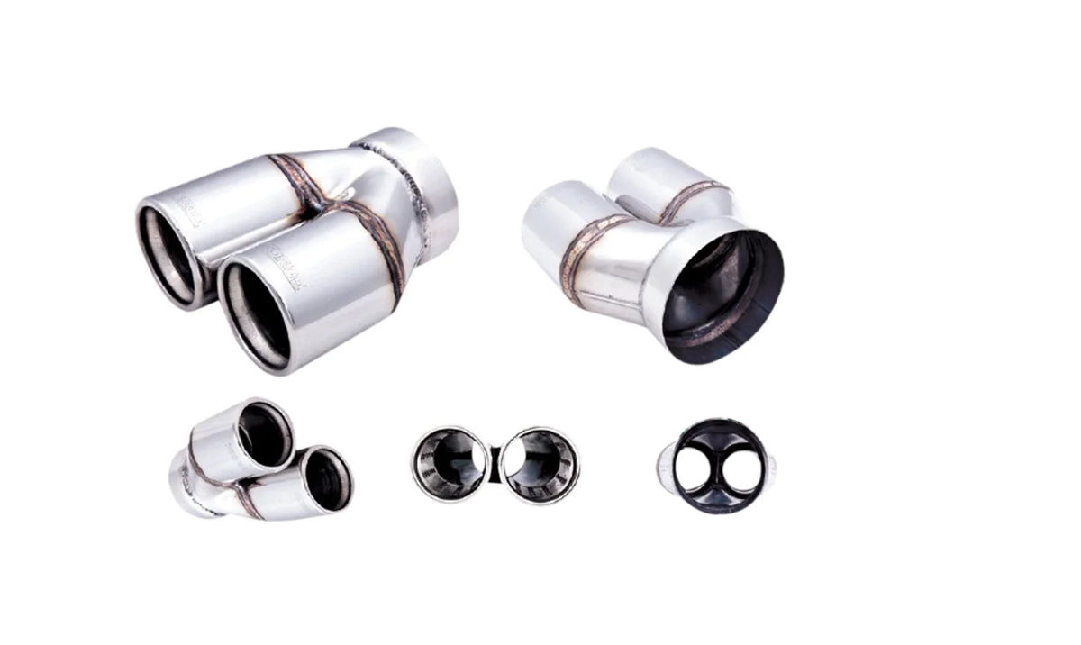 80mm Twin Round Staggered Tip 3.5-inch Inlet – Rob Bliss Exhaust